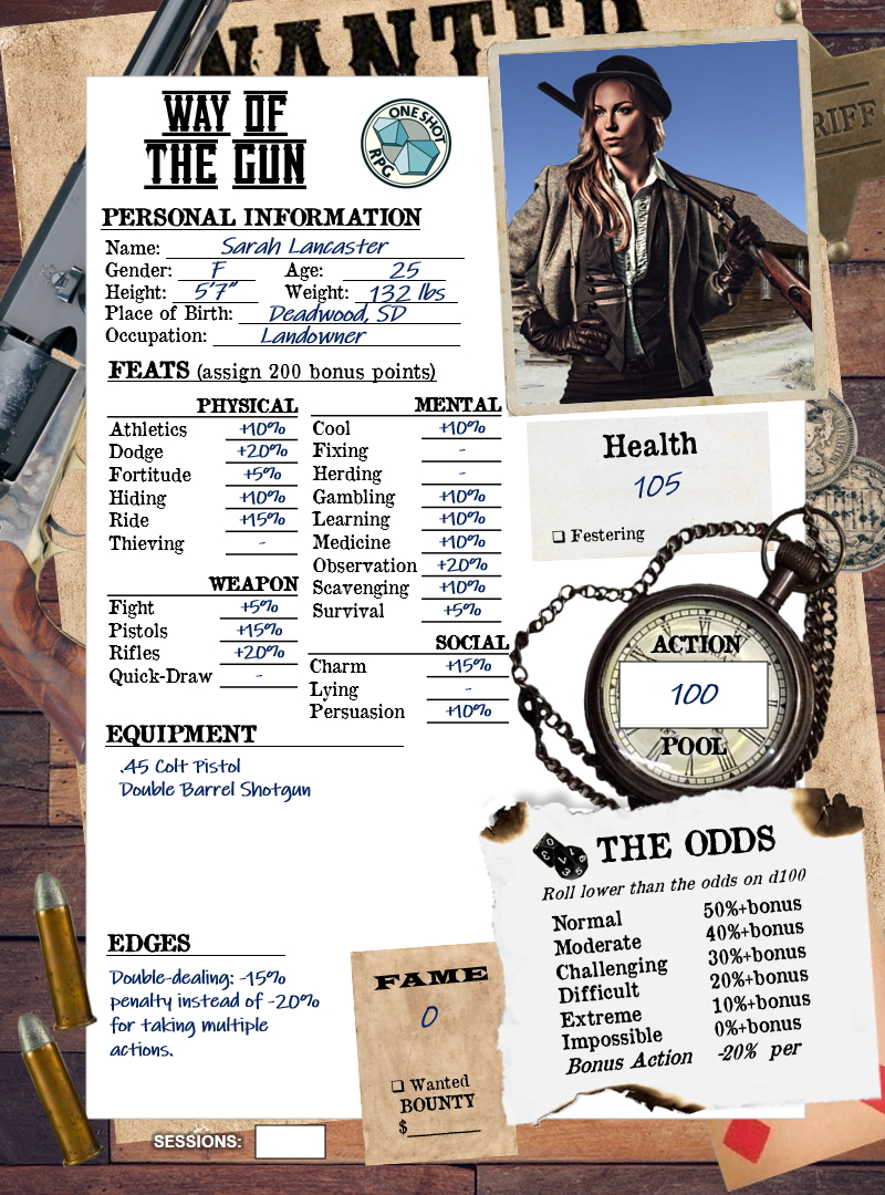 Way of the Gun: One-Shot RPG Rules - One Shot RPG | DriveThruRPG