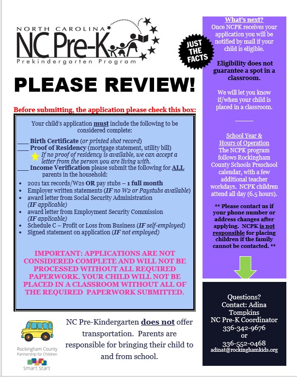 NC Pre K 2022 2023 Child Application English Survey NC Pre K 2022 2023 Child Application English Survey